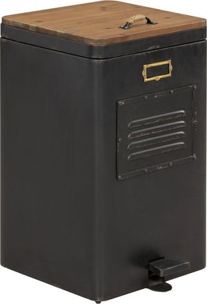 Livetastic Abfalleimer, Natur, Schwarz, Metall, Tanne, massiv, 51.2 L, 35x63x45.5 cm, Küchen, Küchenausstattung, Mülleimer