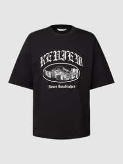 Review T-Shirt mit Label-Motiv-Print