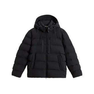Woolrich Homme, Vestes, Noir, Taille: XL Veste noire à capuche matelassée