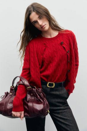 Gerard Darel Gilet &agrave; torsades - RAIZA - Rouge