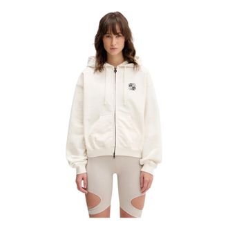 VETEMENTS Biker Cross Logo Zip-Through Hoodie - - Sweatshirts & Hoodies - Damen - Beige - S