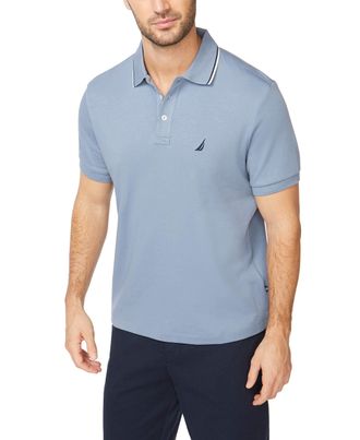 Nautica Herren Klassische Passform, Kurz&auml;rmelig, Solider Kragen, Weiches Poloshirt Polohemd, Lake City Blue, 3XL/Tall