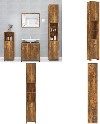 vidaXL Badezimmerschrank R&auml;uchereiche 30x30x183,5 cm Holzwerkstoff - Badezimmerm&ouml;bel - Holzschrank - Rauchereiche - Stauraum - Wandmontage - Home & Living