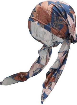 ZLYC Bonnet turban chimio pour femme, Foulard pré-noué, Chapeau léger, Fleur bleue., taille unique