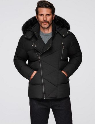 Ombre Winterjacke Gesteppte Herrenjacke im Bikerstil mit Kapuze