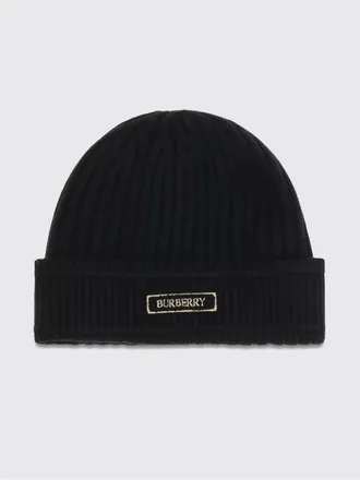 Burberry Bonnet beanie en laine m&eacute;rinos c&ocirc;tel&eacute;e avec logo brod&eacute;