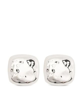 D&eacute;hanche boucles doreilles &agrave; design g&eacute;om&eacute;trique - Argent