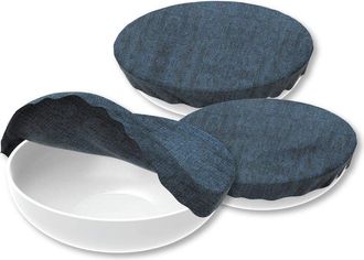 Nuts Textile Jeans Sch&uuml;sselabdeckungen mit Gummizug | 3er Set | 100% Baumwolle | Wiederverwendbare Abdeckungen | Abdeckhauben f&uuml;r Lebensmittel | Waschbar