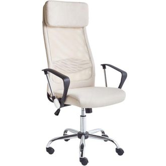 Beliani Beliani - Chaise de Bureau Beige en Polyester et Tissu Maill&eacute; Pivotante et Inclinable Pioneer