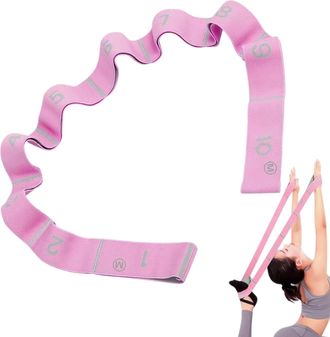 Generico Dehnungsgurt f&uuml;r &Uuml;bungen - Beindehnungsg&uuml;rtel mit 10 Schlaufen | elastisches Band f&uuml;r Physiotherapie | Professionelle Widerstandsb&auml;nder f&uuml;r Pilates&uuml;bu