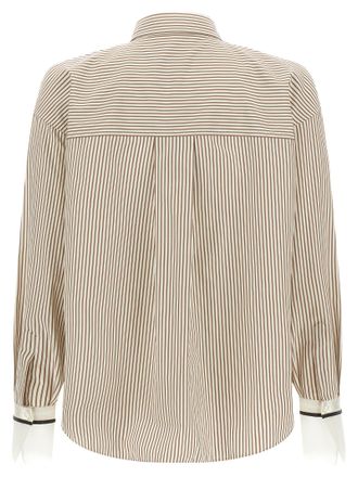 Brunello Cucinelli Striped Cotton Blouse - Beige