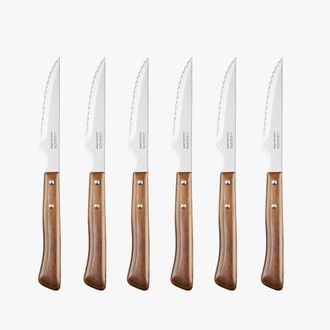 Arcos Steakmesser-Set 6-teilig - Perlschliffklinge zum Schneiden und Filetieren von Fleisch, Edelstahlklinge und Griff aus Buchenholz - Serie Mesa