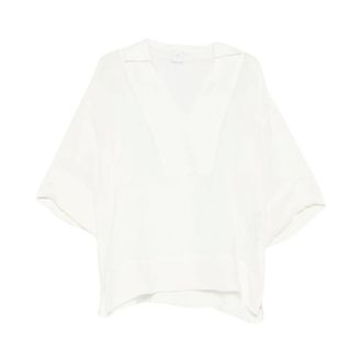 Eleventy Femme, Blouses et Chemises, Blanc, Taille: 38 FR Chemisier en lin