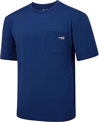 Bassdash T-Shirt de Poche à Manches Courtes pour Homme UPF 50+ Performance Protection Solaire UV Pêche Randonnée Kayak Chemises de Sport