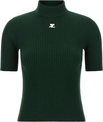 Courr&egrave;ges Pull Col Roul&eacute; R&eacute;&eacute;dition - Femme - Pulls - Vert - Taille: 36 FR