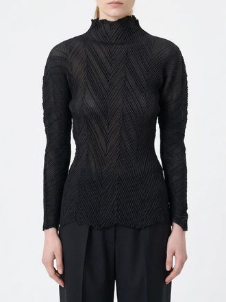 Issey Miyake Haut &agrave; col roul&eacute; et manches longues en cr&ecirc;pe avec col montant