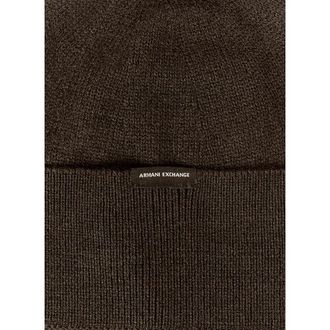 A|X Armani Exchange Bonnet à large revers en laine vierge et coton mélangés