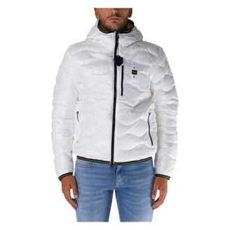 Blauer Homme, Vestes, Blanc, Taille: L Veste Courte Puffer Wave