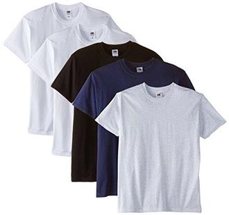 Fruit Of The Loom Super Premium Short Sleeve T-Shirt, Blanc/Blanc/Noir/Bleu Marine/cendré, XXL Homme