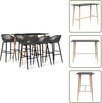 vidaXL 7-tlg. Bar-Set Schwarz und Grau - Bar Set - Bartisch - Barhocker - K&uuml;cheninsel - Wohnzimmer Dekoration