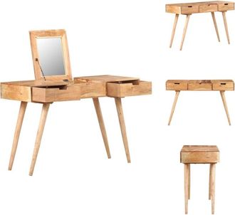 vidaXL Schminktisch mit Spiegel 112x45x76 cm Akazie Massivholz - Schminktisch - Kosmetikschrank - Make Up Tisch - Schreibtisch - Wohnzimmer Deko