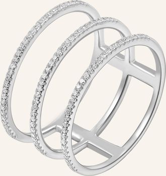 Leaf Ring Triple Aus 18 Karat Wei&szlig;gold Mit Diamanten silber