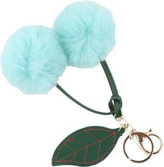 Generic Porte-cl&eacute;s de voiture multicolore en forme de cerise, pendentif de sac &agrave; dos, pompon boule porte-cl&eacute;s &agrave; suspendre, bleu, M