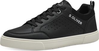 s.Oliver Herren Sneaker flach zum Schnüren Bequem, Schwarz (Black Structur), 43 EU