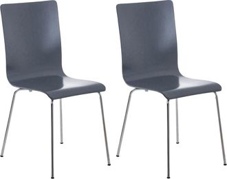 Clp 2er-Set Wartezimmerstuhl Pepe mit ergonomisch geformten Holzsitz und Metallgestell I 2X Konferenzstuhl I erh&auml;ltlich, Farbe:grau