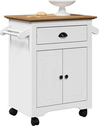 vidaXL K&uuml;chenwagen bodo Wei&szlig; und Braun 72x45x80 cm - Vidaxl