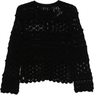 Semicouture Femme, Pulls, Noir, Taille: 42 FR Scalloped Trim Crochet Cardigan