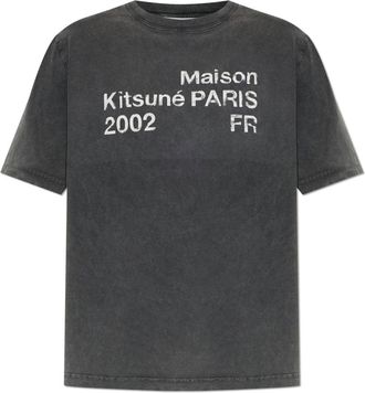 Maison Kitsun&eacute; Homme, Tops, Gris, Taille: L 2002 T-Shirt Confort D&eacute;lav&eacute;