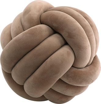 Generic Knotenkissen, Geknotetes Kissen, Weiches Plüsch Knoten Kugelkissen Hand Geflochten Knoten Pillow Ball Zierkissen für Sofa, Bett, Dekorativ (Braun, 27c