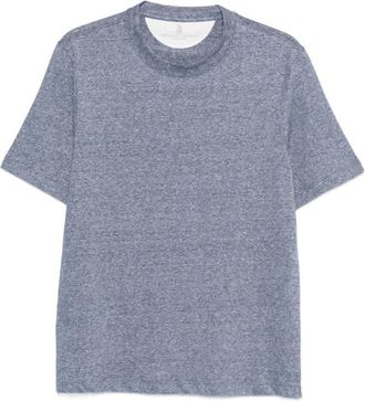 Brunello Cucinelli Homme, Tops, Bleu, Taille: 2XL Mock Neck T-Shirt