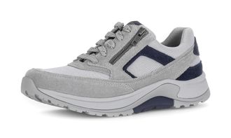 Rollingsoft Keilsneaker ROLLINGSOFT, Herren, Gr. 9 (43), grau kombiniert, Mesh, Veloursleder, Schuhe, Schn&uuml;rschuh, Halbschuh, Freizeitschuh, Au&szlig;enrei&szlig;verschluss, 