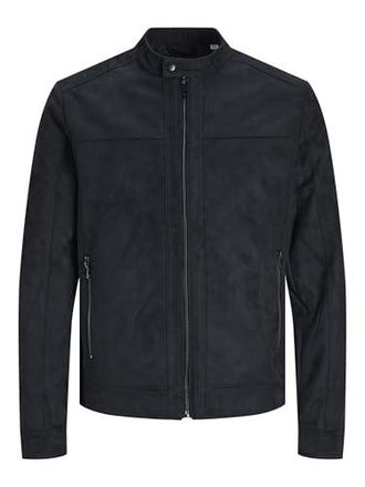 Jack & Jones Veste Jjewarner Noos en cuir synth&eacute;tique pour homme, jet black, S