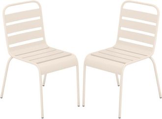 Vente-Unique Vente-unique - Lot de 2 chaises de jardin empilables en métal - Beige - mirmande de mylia
