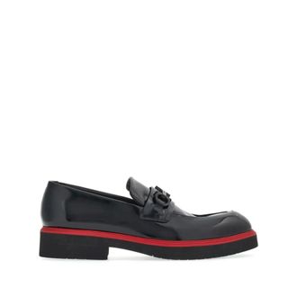 Ferragamo Homme, Chaussures, Noir, Taille: 40 1/2 EU Mocassins en cuir orn&eacute;s de lembl&egrave;me Gancini