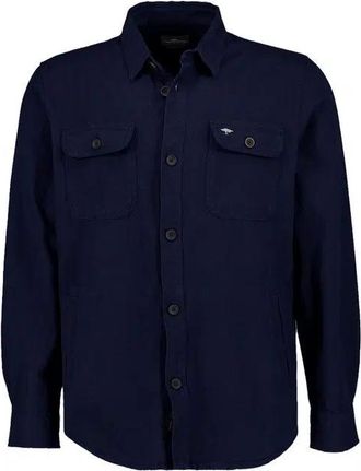 Fynch-Hatton Fynch-Hatton Herren Overshirt blau Baumwolle-Leinen