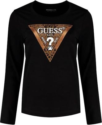 Guess Guess T-Shirt &eacute;cologique &agrave; Manches Longues Leo Triangle pour Femme, Noir Profond, Taille M