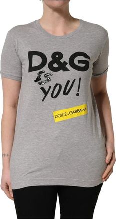 Dolce & Gabbana Femme, Tops, Gris, Taille: 38 FR T-shirt Col Rond