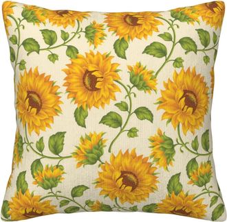 IUBBKI Quadratischer Kissenbezug, Vintage-gelbe Sonnenblumen-Kissen, 45 cm x 45 cm mit unsichtbarem Reißverschluss, dekoratives Kissen für Bett, Sofa (nur Ki
