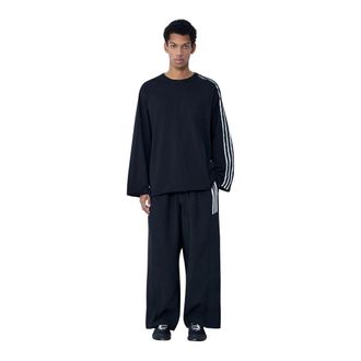 Yohji Yamamoto Homme, Sport, Noir, Taille: M T-Shirt en Coton &agrave; &Eacute;paules Ray&eacute;es