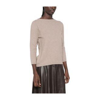 Fabiana Filippi Pullover mit gerippten B&uuml;ndchen und U-Boot-Ausschnitt - - Knitwear - Damen - Braun - S