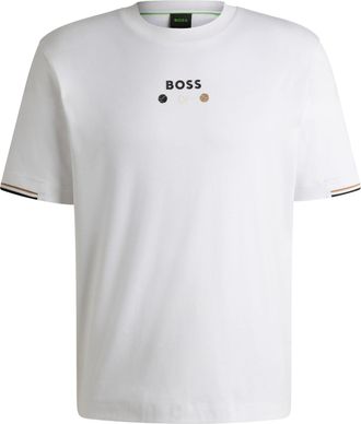 BOSS Herren Tee Open 25 T-Shirt aus Pima-Baumwolle mit Tennisball-Grafiken Wei&szlig; XXXL