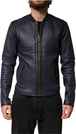 Dolce & Gabbana Homme, Vestes, Bleu, Taille: S Nylon Full Zip Bomber Jacket
