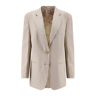 Alysi Femme, Vestes, Beige, Taille: 34 FR Blazer Boutonn&eacute; &agrave; Rayures