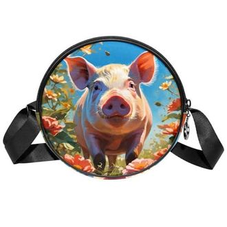 Generic Sac &agrave; bandouli&egrave;re rond pour femme, petit sac &agrave; bandouli&egrave;re avec fermeture &eacute;clair, bretelles r&eacute;glables, style d&eacute;contract&eacute;, pour femmes et filles