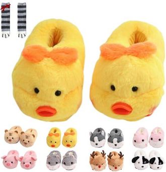 Generic Pantoufles en forme de cochon - Chaudes et antidérapantes - En coton - Pour hamster, canard, tigre, chien, élan, canard, 38 EU