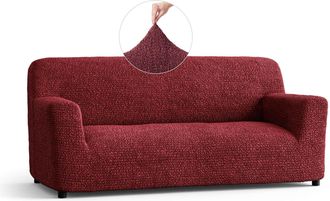 Paulato by GA.I.CO. PAULATO - Sofabezug 3 Sitzer aus einfarbiger Mikrofaser, kratzfestes Gewebe, maschinenwaschbar, WavyTech-Technologie, Made in Italy - Bordeaux